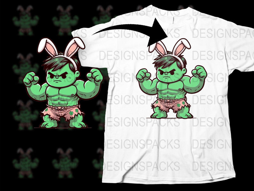 Hulk Easter Bunny Graphic Unisex Kids Png Digital Download