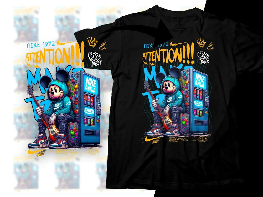 Attention Mickey Mouse with Guitar Street Style Png Digital Download