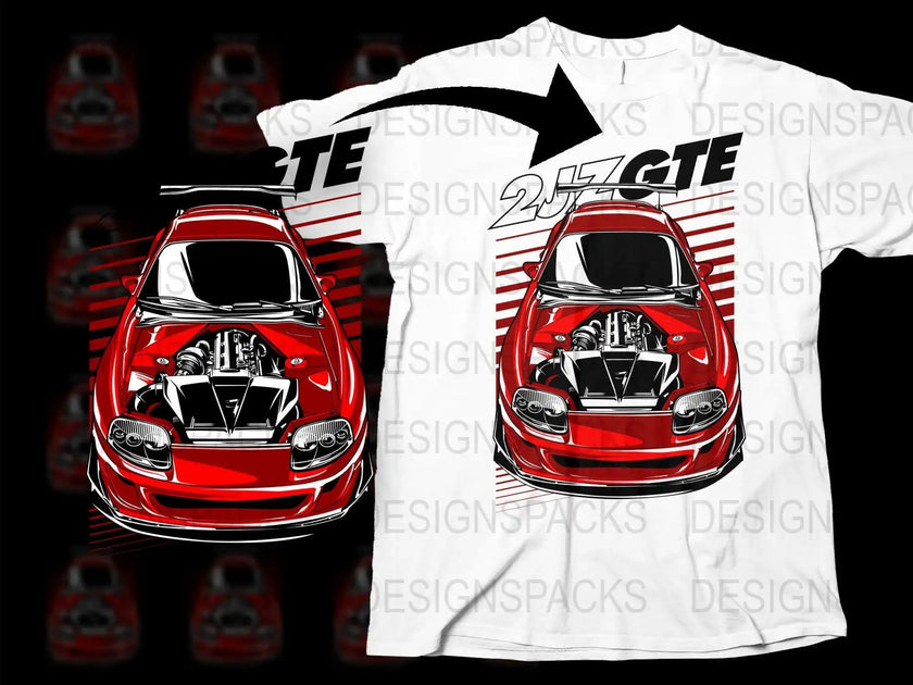 Bold Red Japanese Car Engine Png Digital Download
