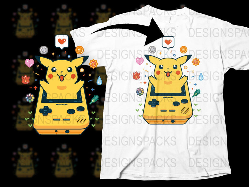 Pikachu on Game Boy Cute Graphics Png Digital Download