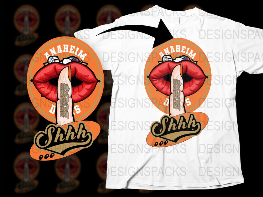 Anaheim Ducks Shhh Lips Design Graphic Png Digital Download