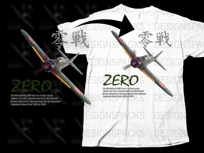 Authentic Design Mitsubishi A6M Zero Aircraft Graphic Png Digital Down