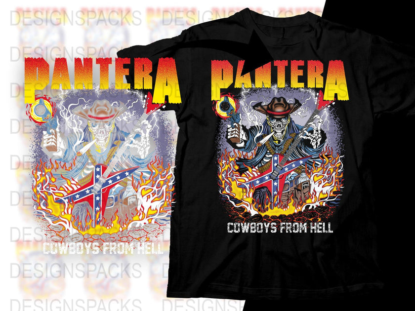 Pantera Graphic Design Cowboy with Guitar Png Digital Download