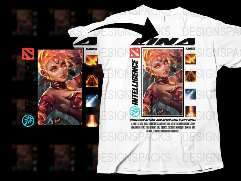 Lina The Fiery Dota 2 Hero Character Portrait Png Digital Download