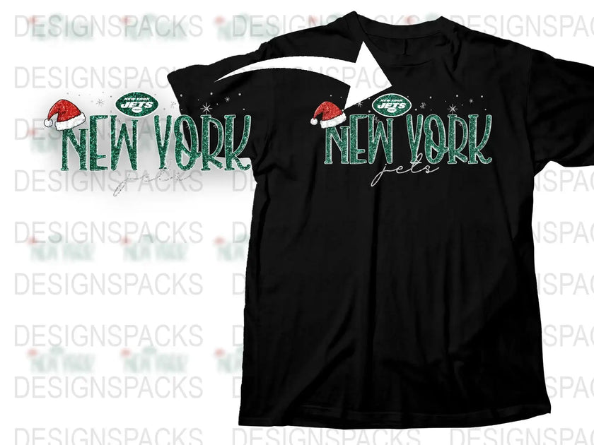 New York Jets Festive Holiday Season Design Png Digital Download