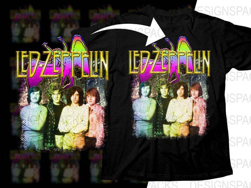 Vintage Led Zeppelin Band Graphic Print Png Digital Download