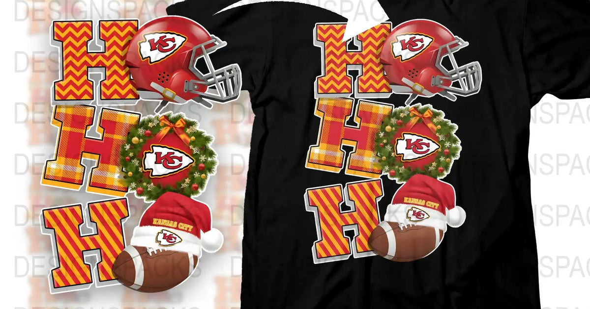 HO Kansas City Chiefs Football Helmet Wreath Santa Hat Png Digital Dow ...