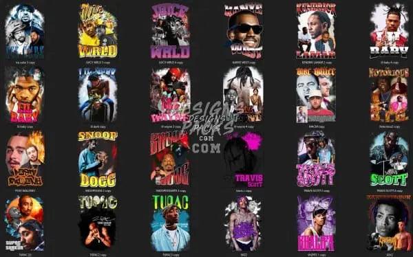 50 Hip Hop Rap Male V2 Designs Bundle PNG