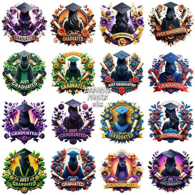 50 JUST GRADUATED Girls Designs Bundle PNG – DESIGNSPACKS