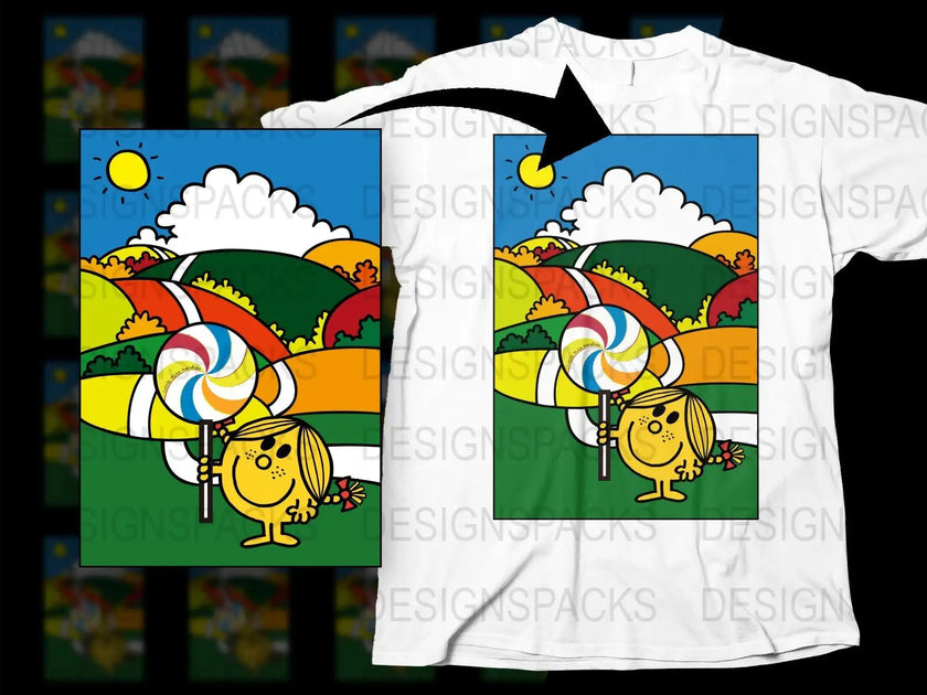 Cheerful Little Miss Sunshine Cartoon Png Digital Download