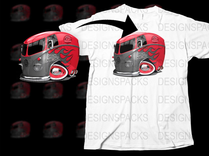 Carolina Hurricanes Custom VW Bus Fan Art Png Digital Download