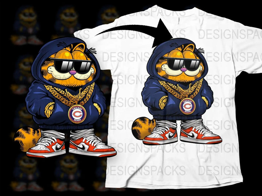 Cool Stylish Chicago Bears Hip Hop Garfield Png Digital Download