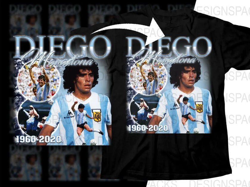 Diego Maradona Tribute Graphic Soccer Png Digital Download