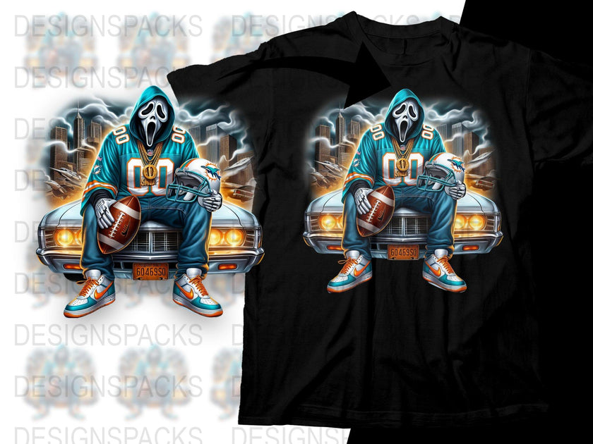 Miami Dolphins GhostFace Car Smoke Urban Art Png Digital Download