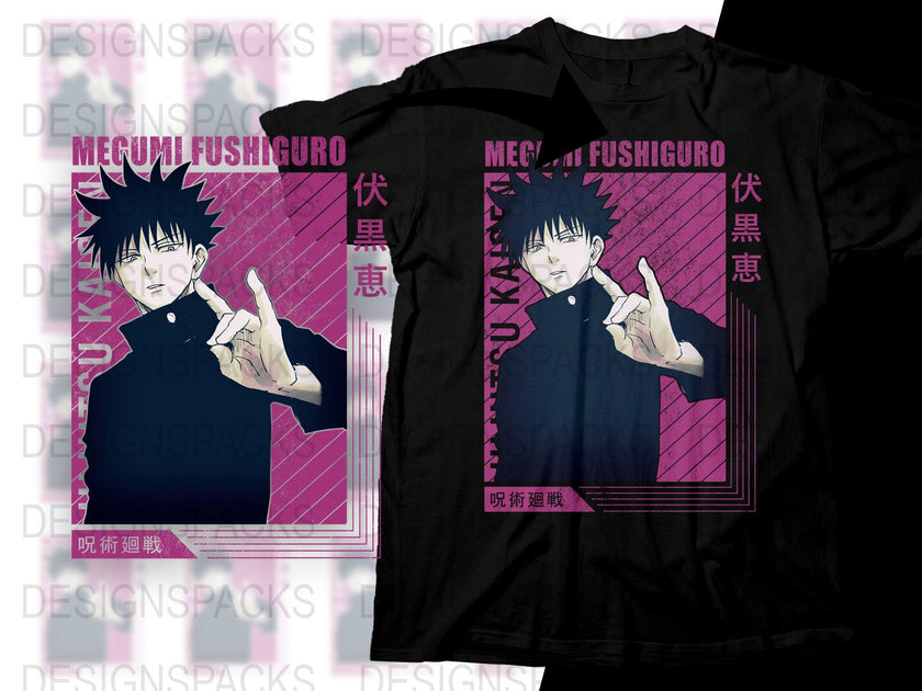 Stylish Megumi Fushiguro Design Anime Graphic Png Digital Download