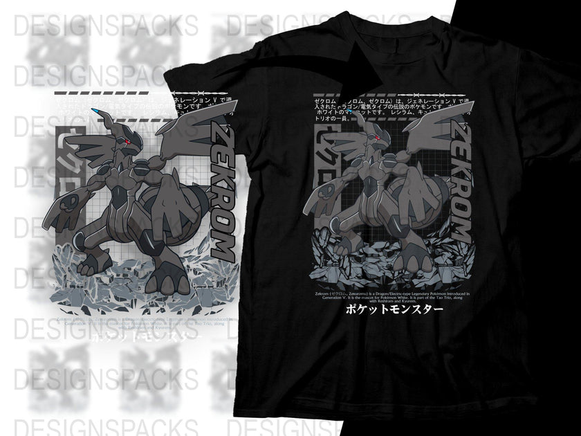 Zekrom Legendary Dragon Electric Type Design Png Digital Download