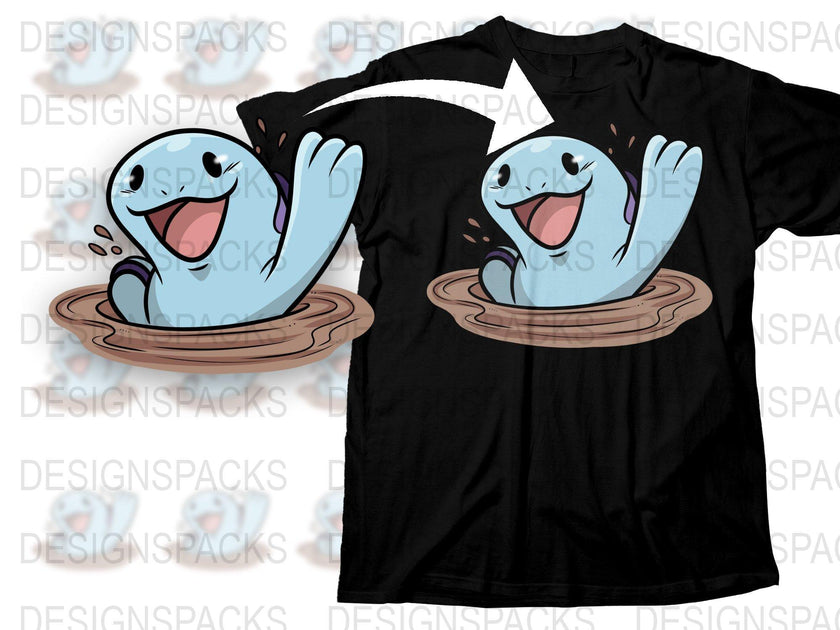 Cute Quagsire Smiling Cartoon Design Png Digital Download