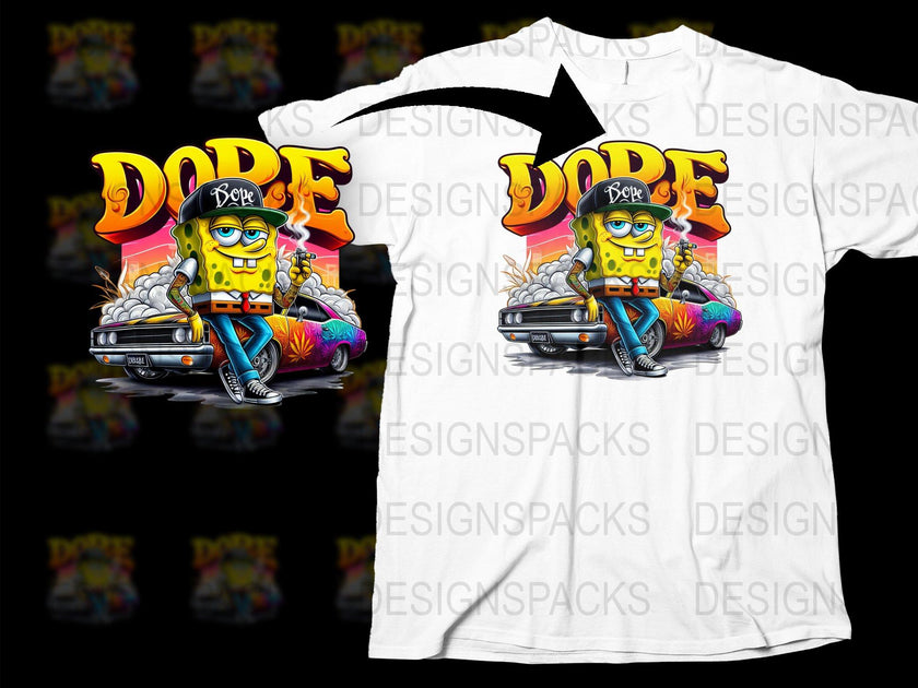 Dope Spongebob Smoking Weed 420 Graffiti Art Png Digital Download