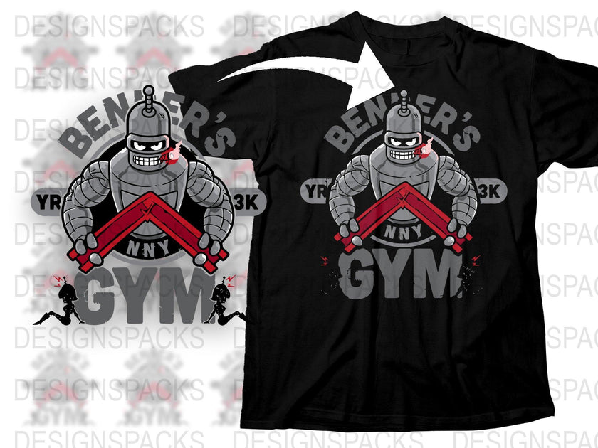 Benner's Robot Fitness Comical Graphic GYM Png Digital Download