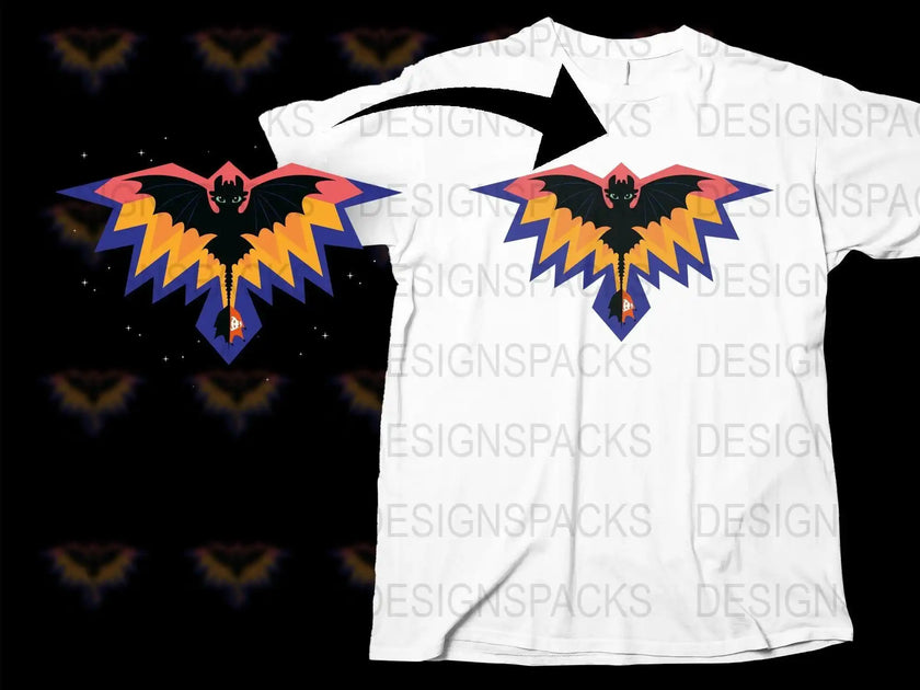 Toothless Dragon Colorful Graphic Png Digital Download