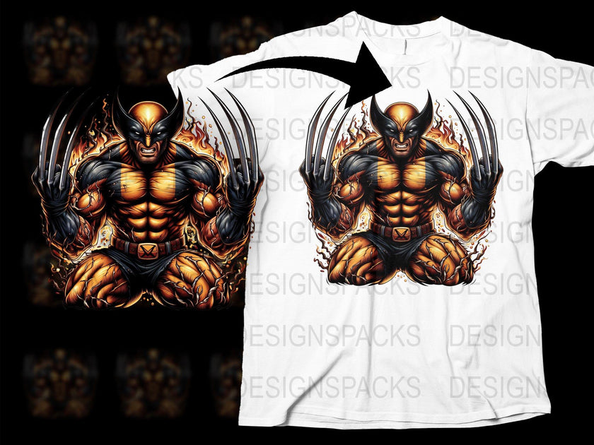 Fierce Wolverine Marvel Hero Graphic Png Digital Download
