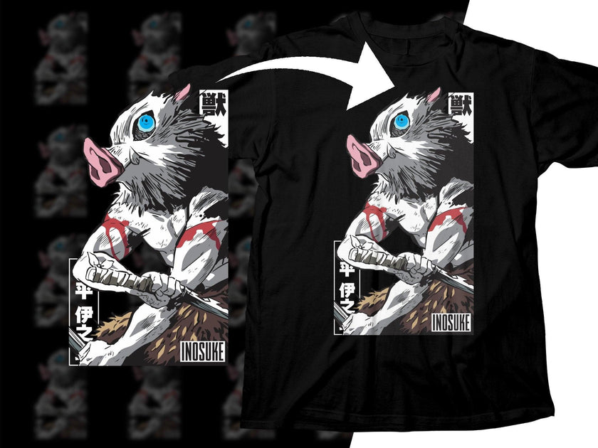 Dynamic Inosuke Hashibira Demon Slayer Charging Into Battle Graphic Pn