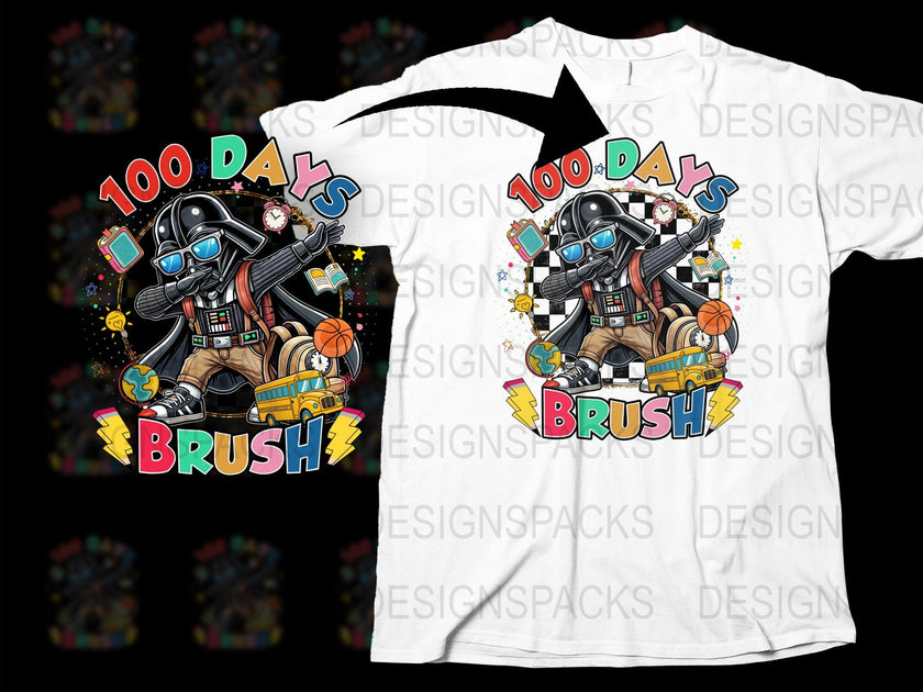 Celebrate 100 Days of School with Cool Brush Png Digital Download