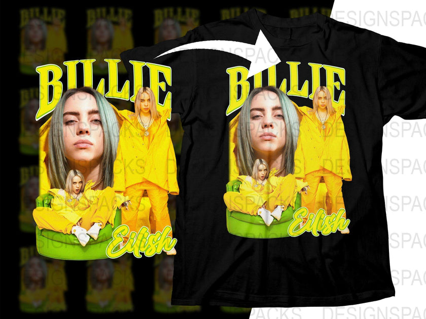 Billie Eilish Bold Yellow Outfit Music Bootleg Png Digital Download