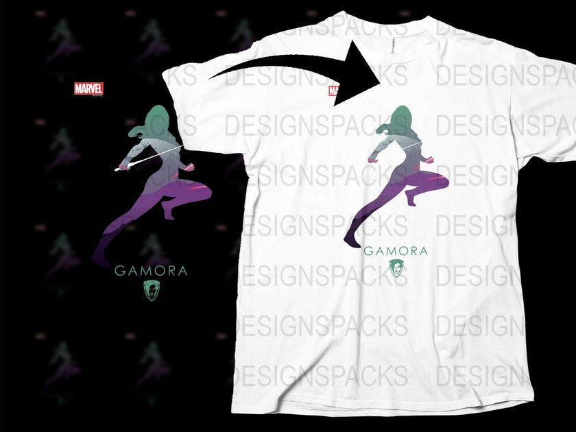 Gamora Marvel Character Silhouette Art Graphic Png Digital Download