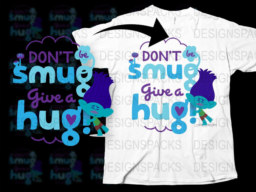 Cheerful Trolls Inspired Smug Give a Hug Png Digital Download