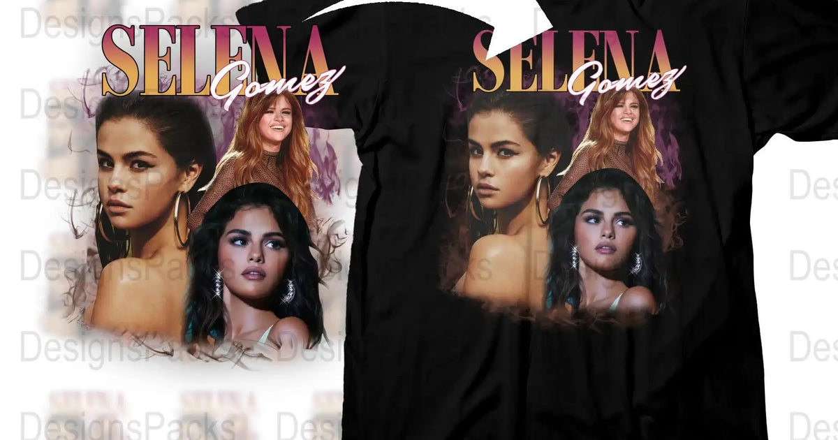 Selena Gomez Portrait Design Artistic Graphic All Over Png Digital Dow ...