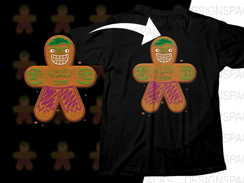 Festive Hulk Gingerbread Man Graphic Christmas Png Digital Download