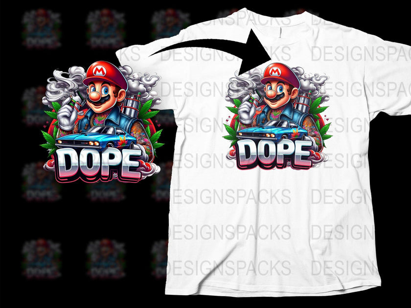 Dope Super Mario with Car and Weed 420 Cool Png Digital Download
