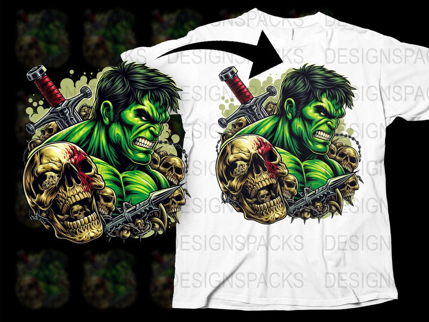 Hulk Graphic Design Skull Art Men's Png Digital Download