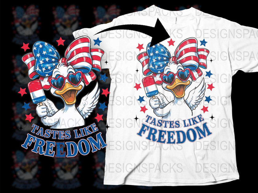 Tastes Like Freedom Duck Patriotic Fourth of July Png Digital Download