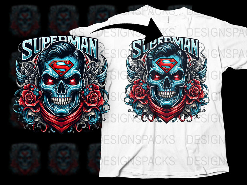 Distinctive Superman Skull Design Png Digital Download for Comic Fans