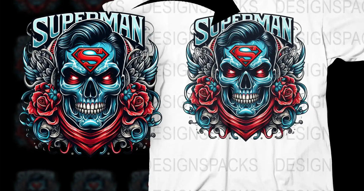 Distinctive Superman Skull Design Png Digital Download for Comic Fans ...