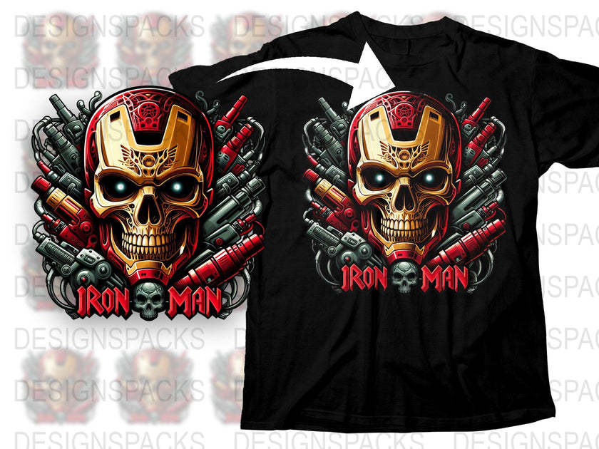 Iron Man Skull Graphic Cool Png Digital Download