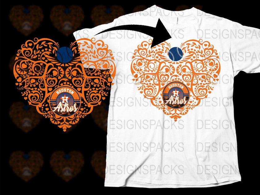 Unique Houston Astros Heart Design Png Digital Download