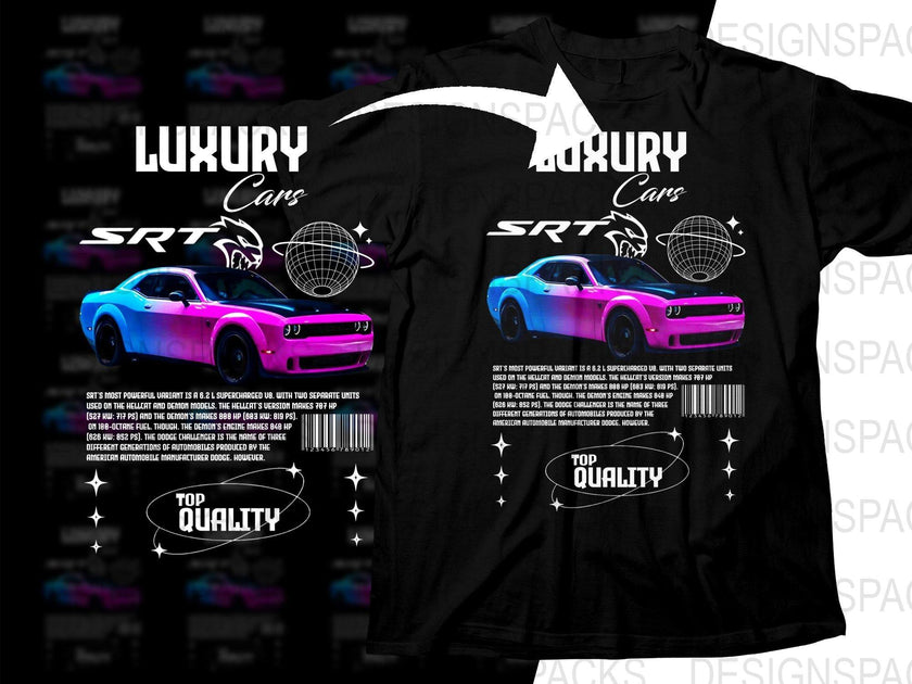 Dodge Challenger HELLCAT SRT Vibrant Gradient Muscle Car Design Graphi
