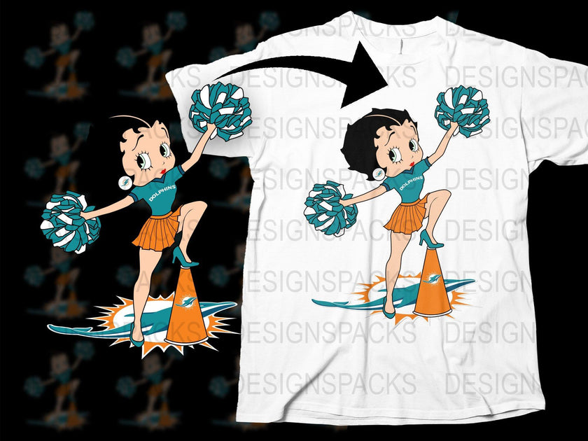 Cheerleading Betty Boop Dolphins Football Png Digital Download