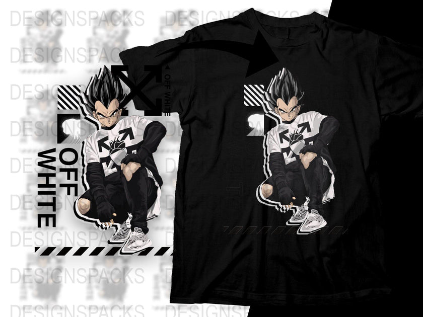 Edgy Vegeta Off White Graphic Design Png Digital Download
