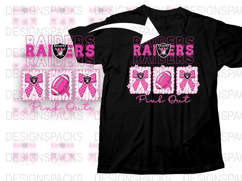 Raiders Pink Out Support NFL Football Team Design Png Digital Download
