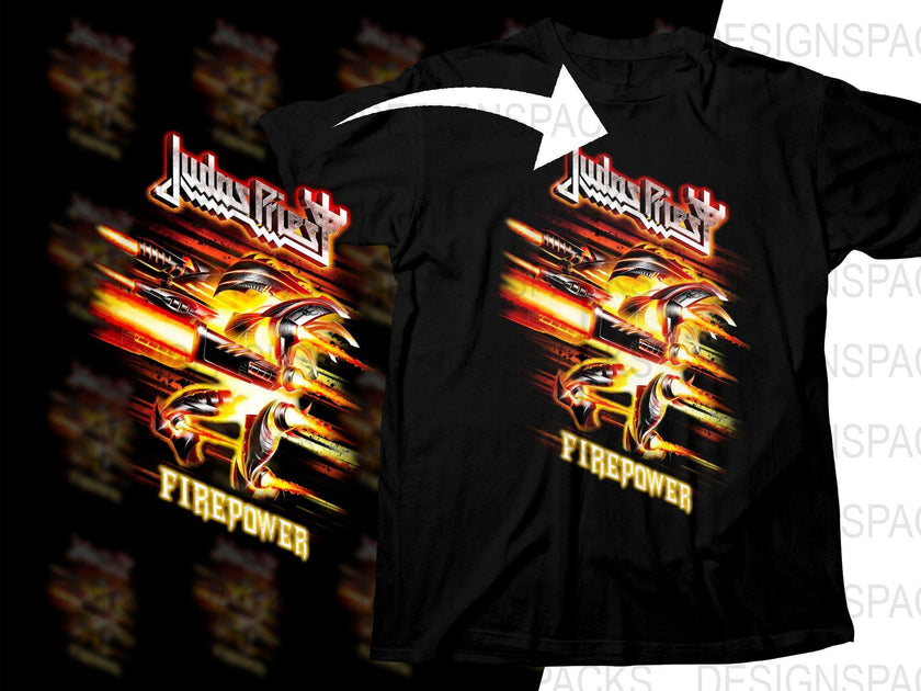 Judas Priest Rock Music Band Firepower Robot Design Graphic Png Halfto