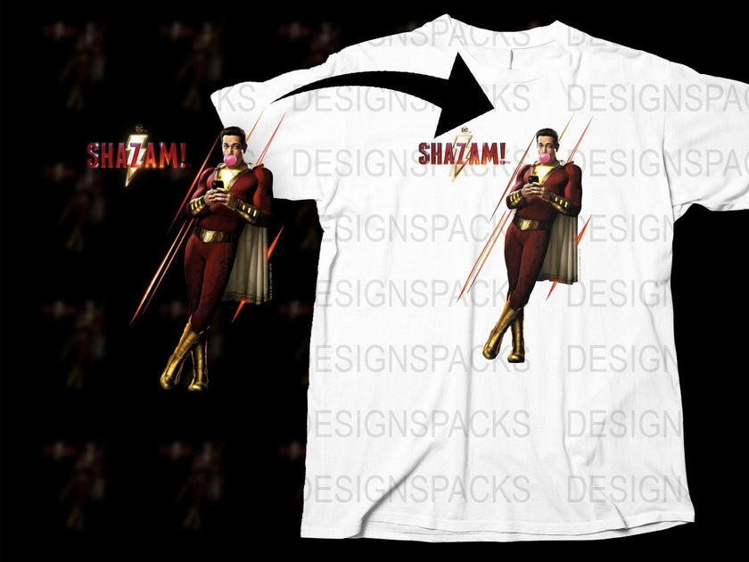 Shazam Superhero Movie Graphic Design Png Digital Download