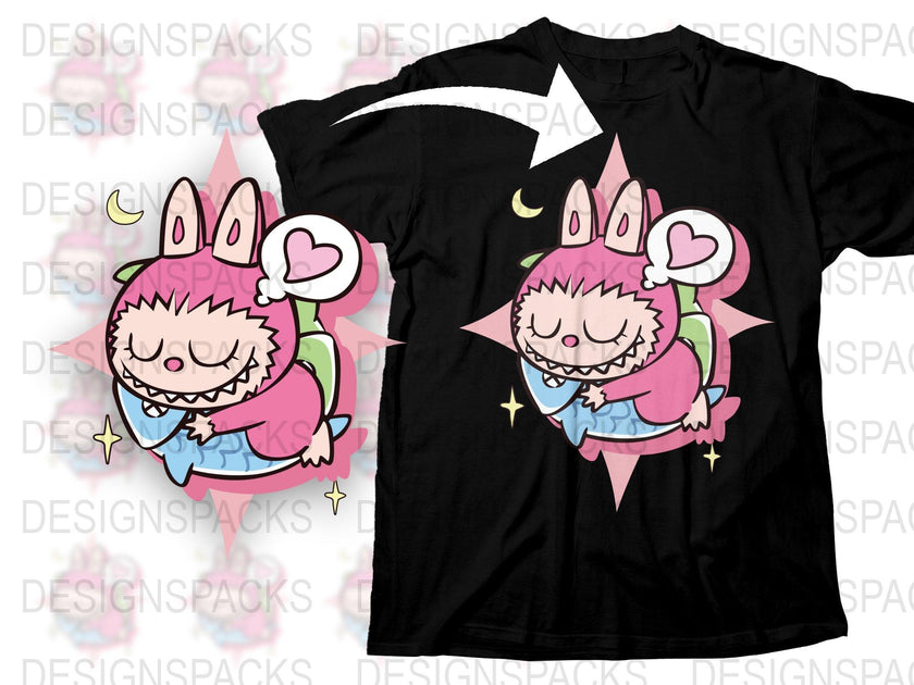 Cute Labubu Dreamy Sleep Design Png Digital Download