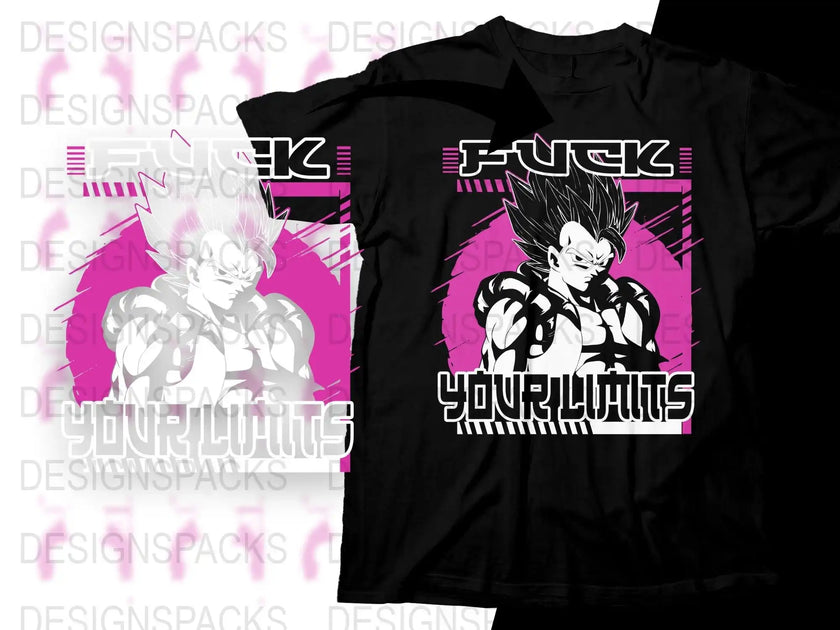 Vegeta Saiyan with Spiky Hair and Text Png Digital Download