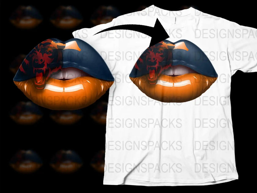 Chicago Bears Inspired Lip Art Design Png Digital Download