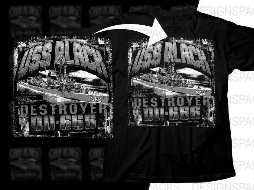 USS Black Destroyer DD-666 Graphic Png Digital Download