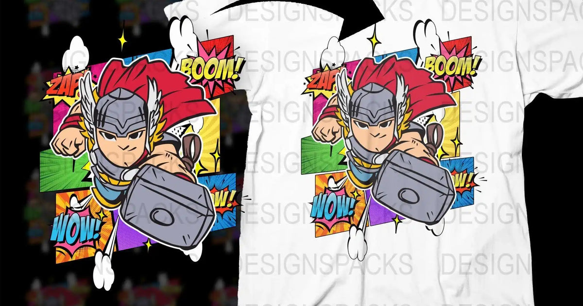Cartoon Character Mighty Hammer Hero Action Pose Png Digital Download ...